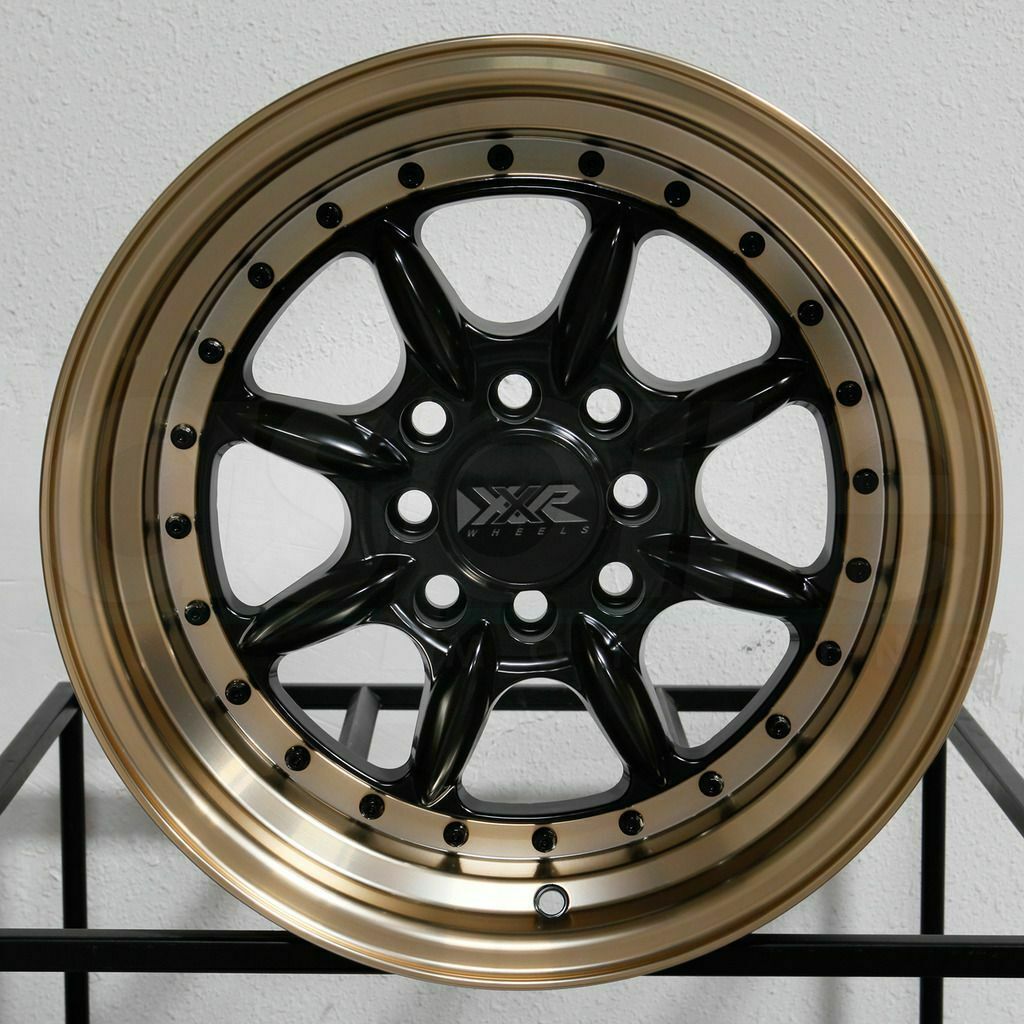 16x8 XXR 002.5 4x100/4x114.3 0 Flat Black Bronze Lip Wheels Rims Set(4 ...