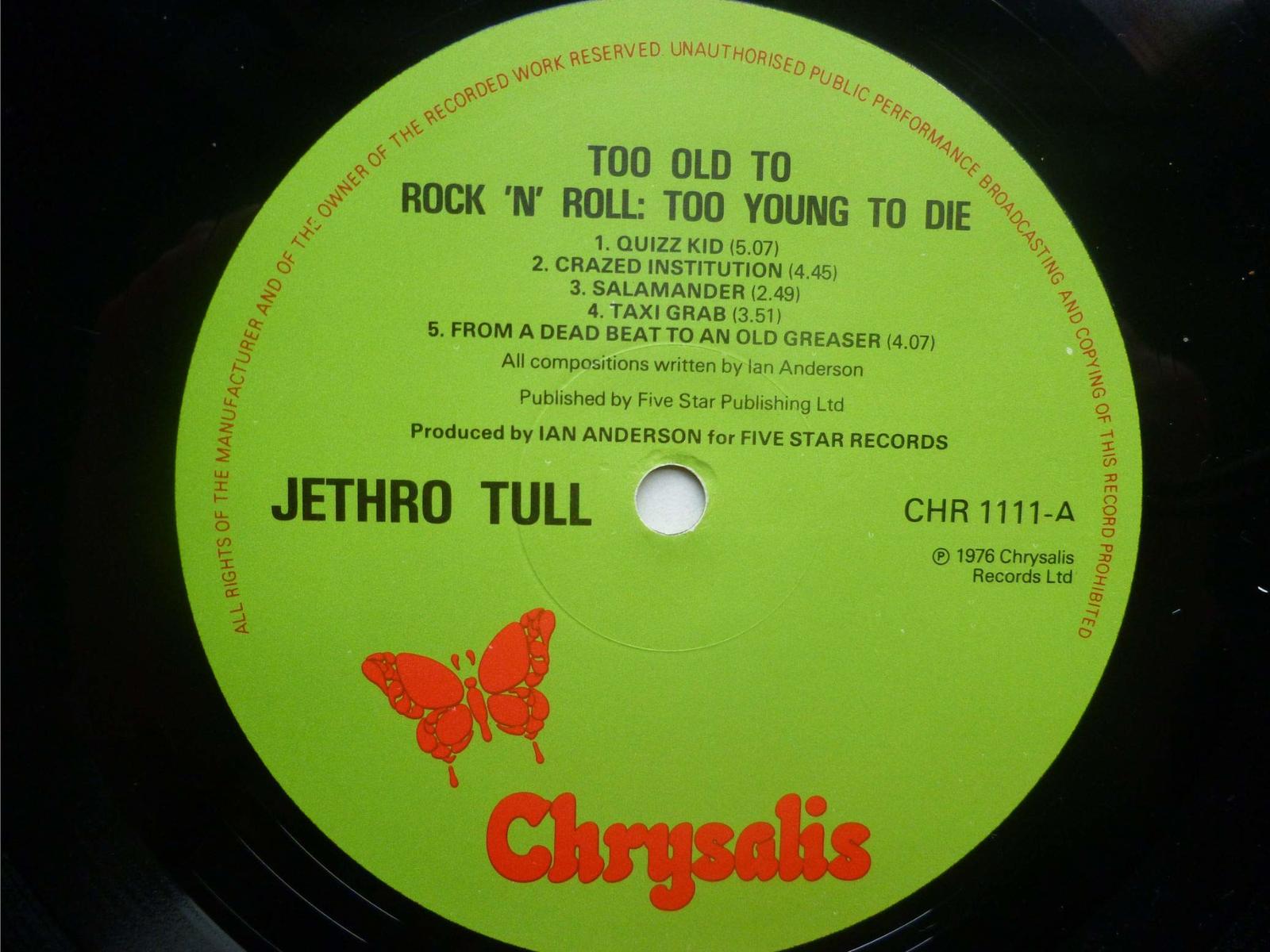 Jethro Tull: Too Old to Rock 'N' Roll, Too Young to Die [Vinyl] Jethro ...