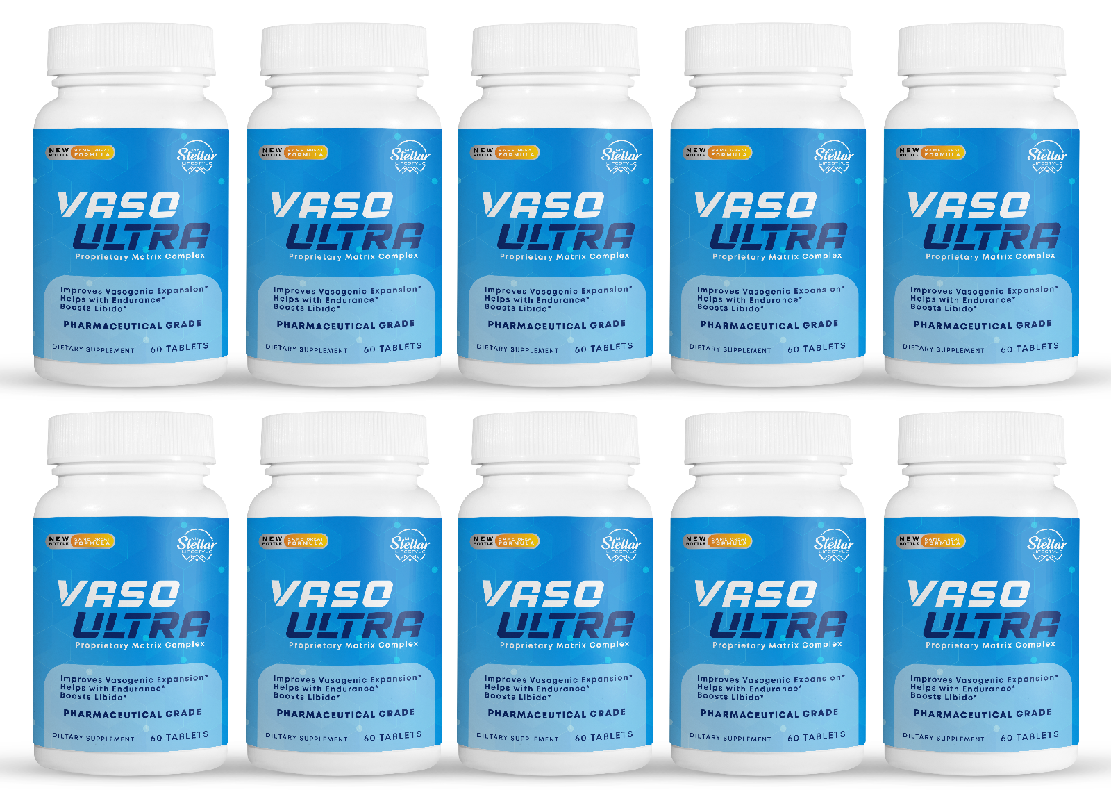10 Pack Vaso Ultra, extra strength endurance for men-60 Tablets x10 ...