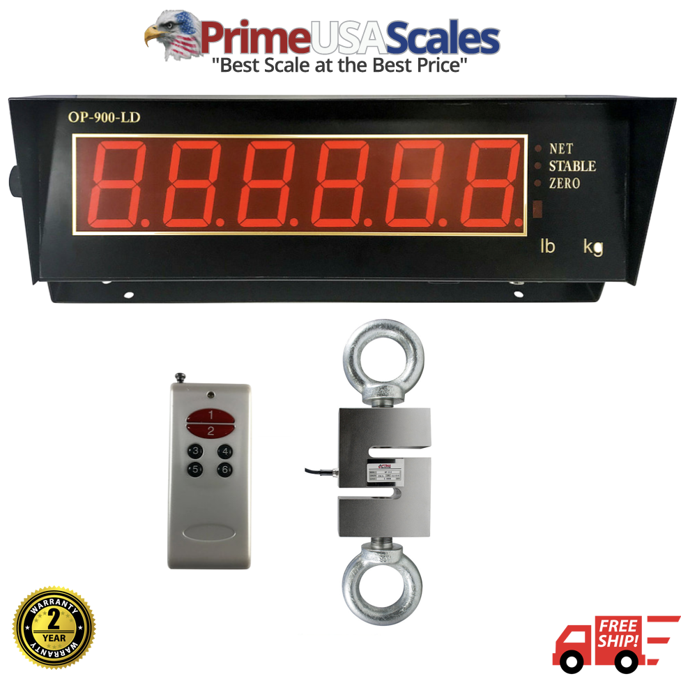 Optima Scale OP-926-LD, 500 LB x 0.1 LB Hanging S-Hook Crane Scale ...