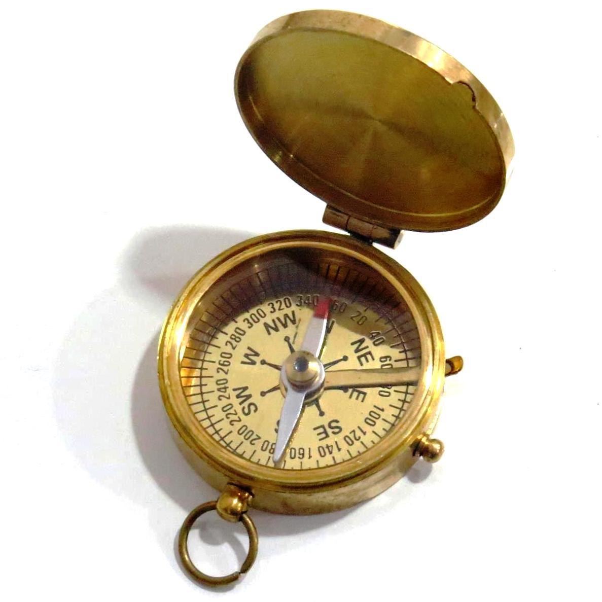 NauticalMart Brass Directional Magnetic Navigation Pocket Compass ...