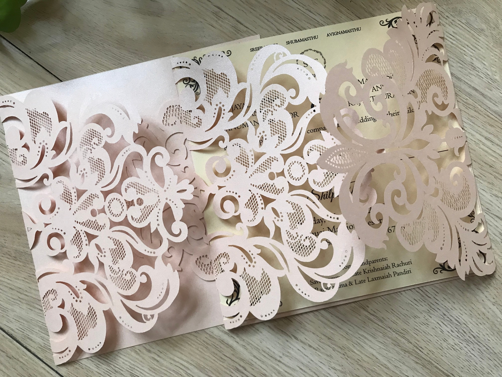 50pcs Incarnadine Laser Cut Wedding Invitation,Invitation Cards,Wedding ...