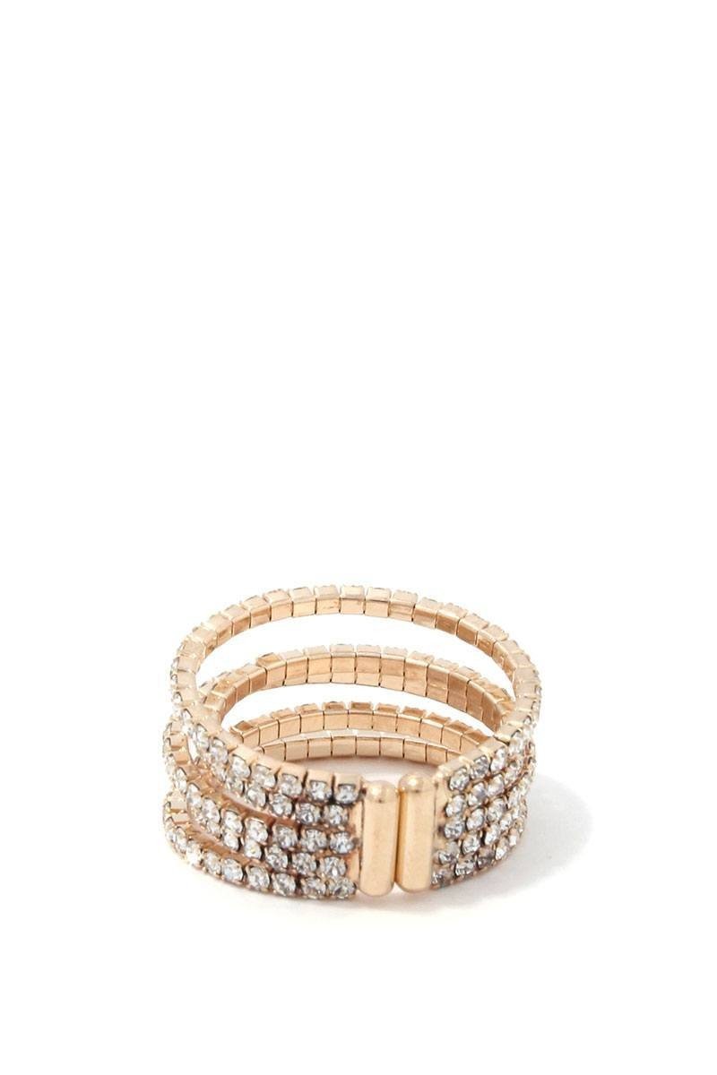 Multi Layer Rhinestone Ring - Rings