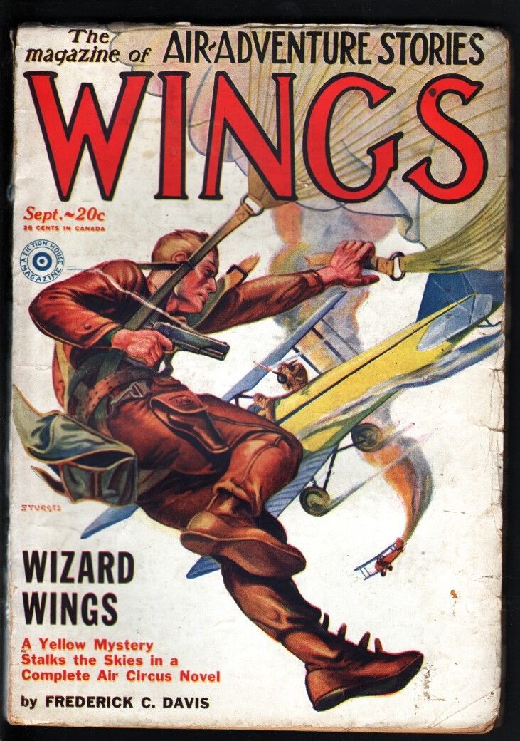 WINGS SEP 1929-GREAT COVER ART-RARE AVIATION PULP VG - Magazines