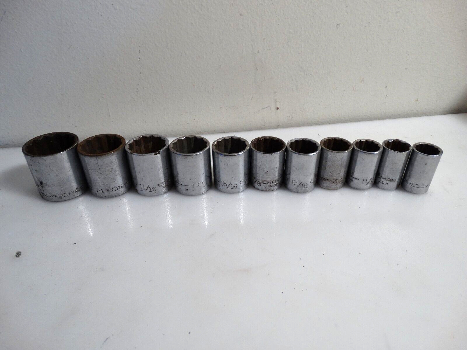 Craftsman V-G Series 1/2" Drive 12 Pt point SAE 11 Piece Socket Set ...