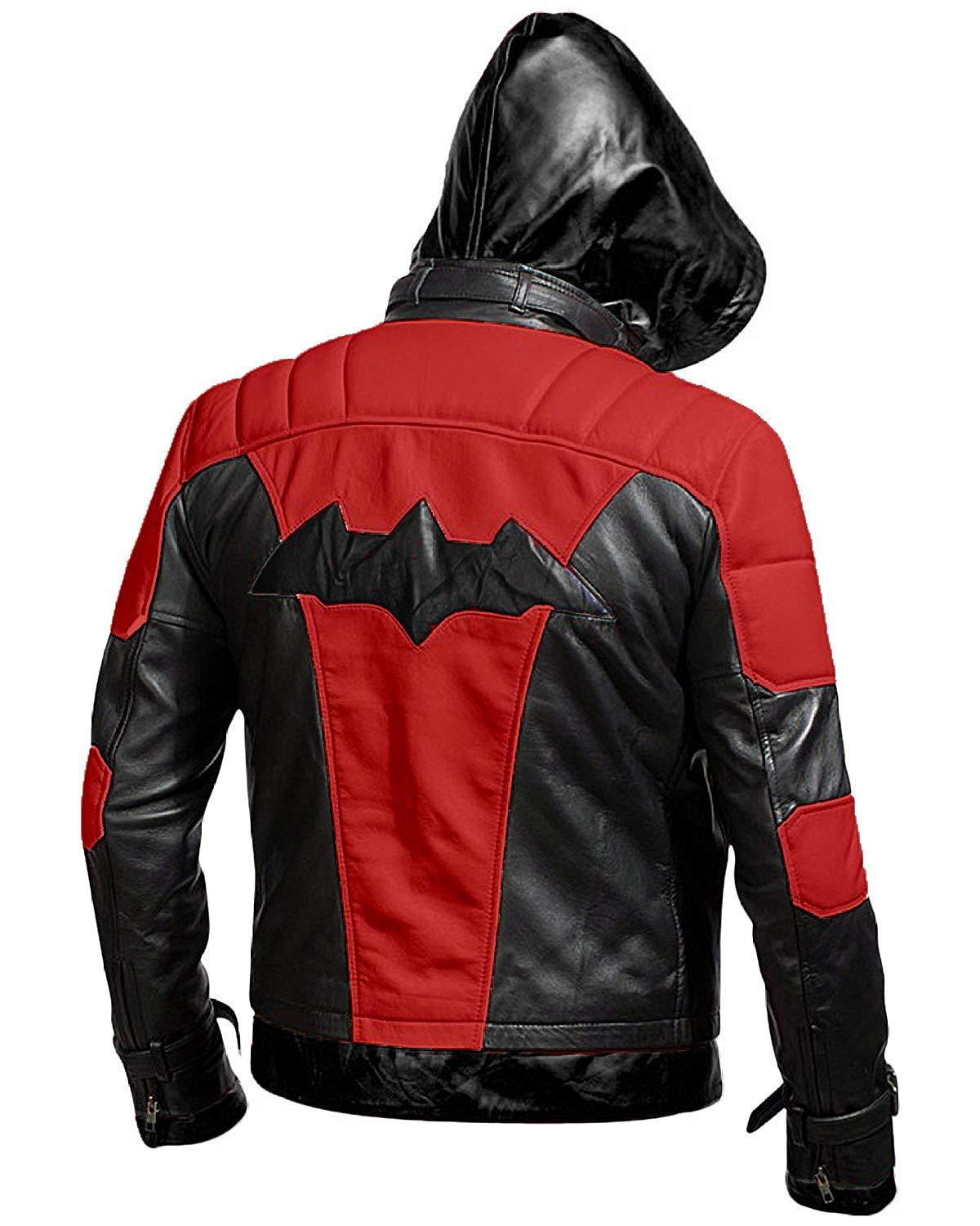 Batman Arkham Knight Style Red Hood Men's Black Leather Jacket + Vest ...