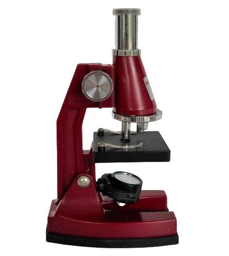 Vtg Tasco Microscope Model 60750-0 Red Plastic Lighted Tested Battery ...
