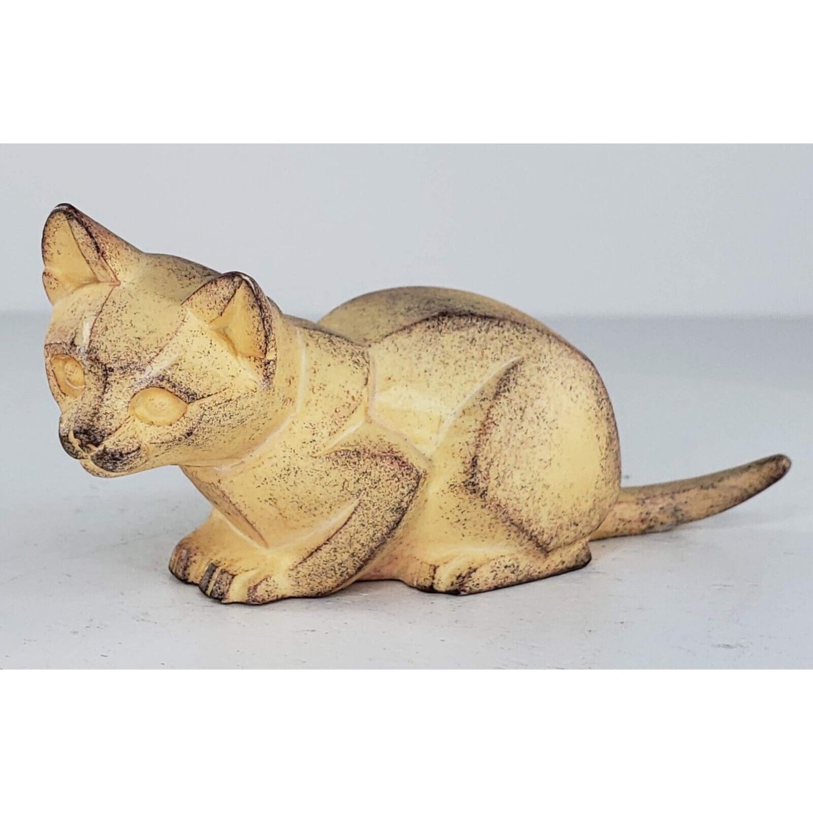 Border Fine Arts Cubist Cat Kitten Lying Down Figurine HTF RARE - Figurines