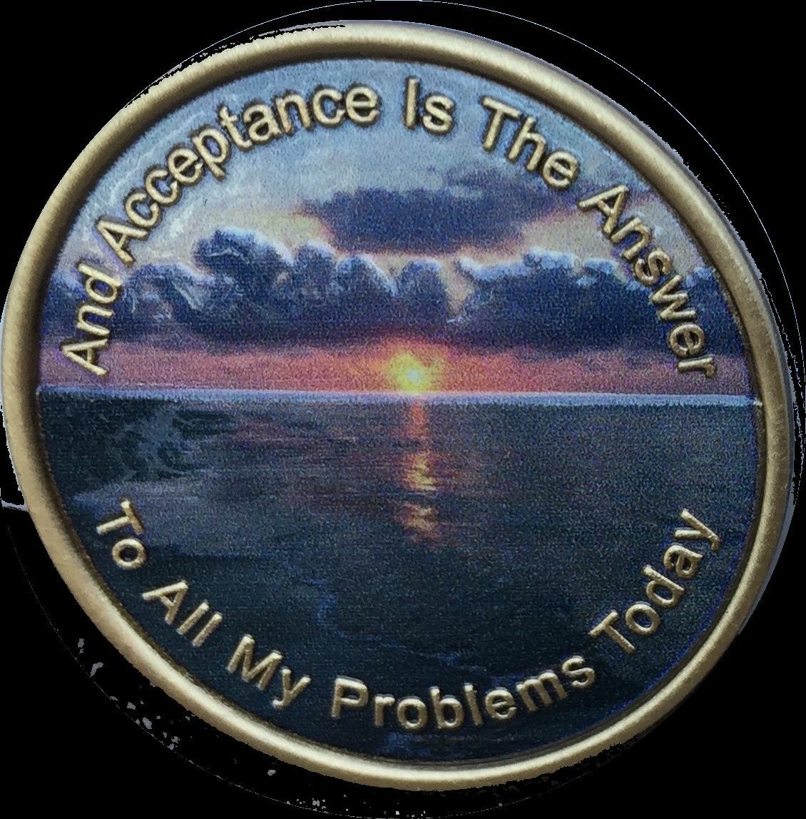 Acceptance Is The Answer Beach Sunrise Color Bronze AA Medallion Chip ...