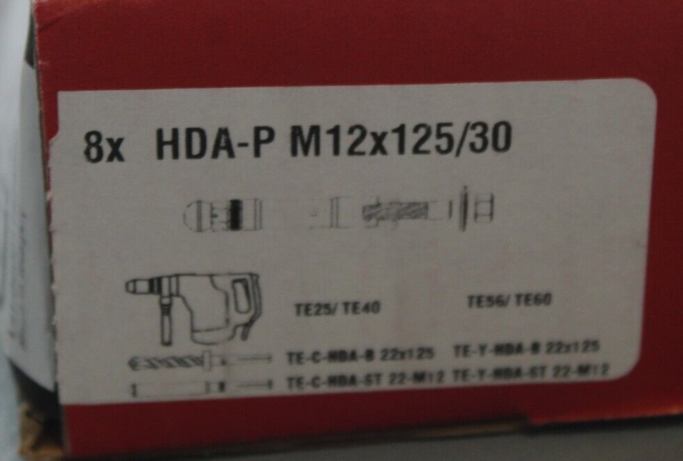 New Box of 8 Hilti 331546, HDA-P M12 x 125/30 Undercut Anchors ...