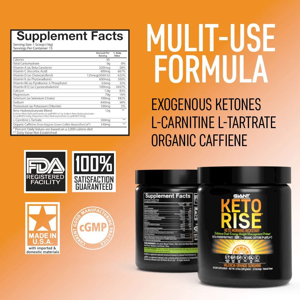 Giant Sports Keto Rise - Exogenous Ketones Powder with Caffeine – BHB ...