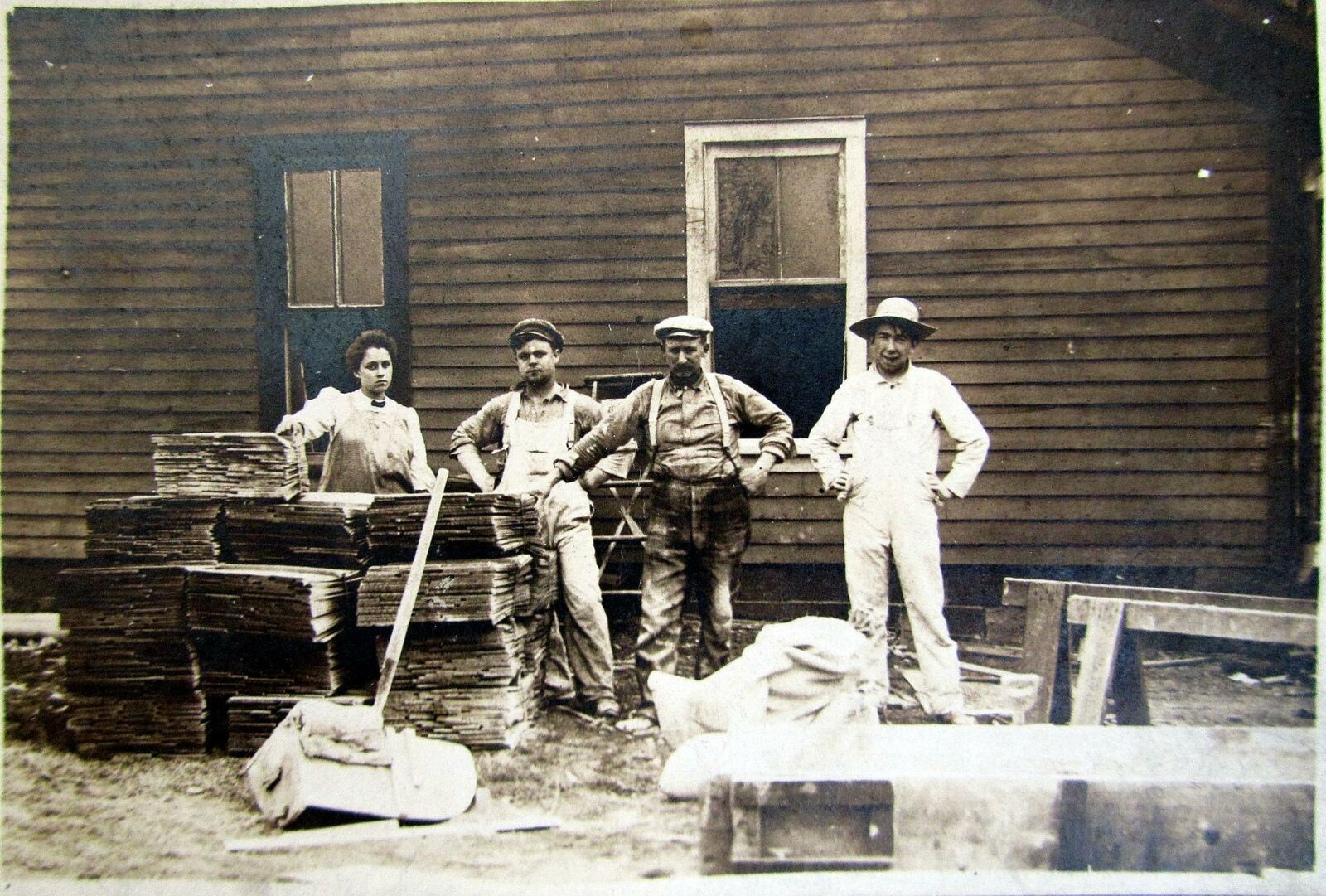 Original Antique 1890s Construction Workers Installing Plaster & Lath ...