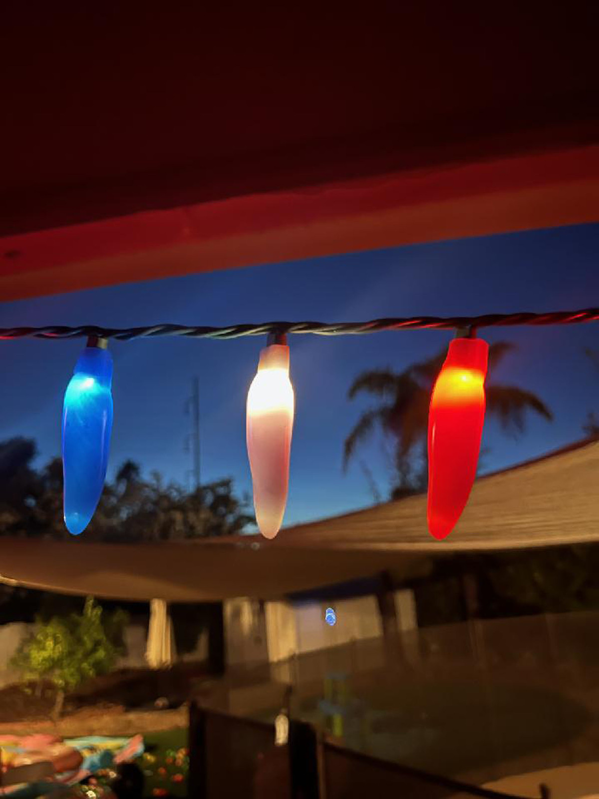 RED WHITE BLUE - LED Chili Pepper string lights - 50 peppers per string ...