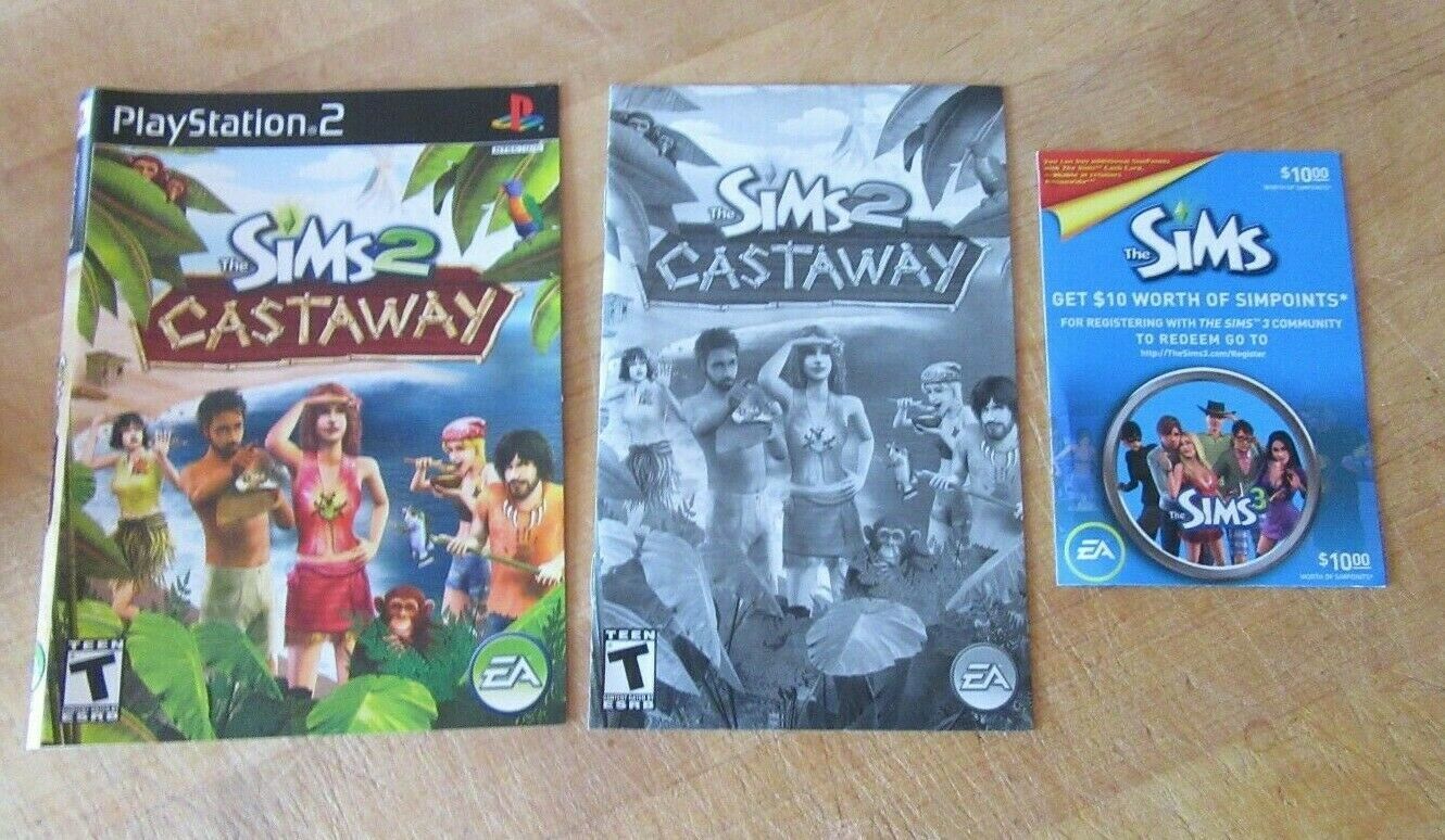 Sims 2 Castaway Sony PlayStation 2 Video Game Manual & Cover Art ...