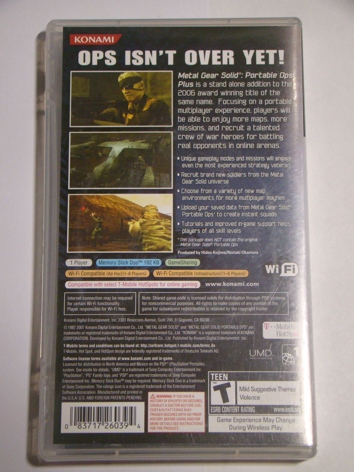 Sony PSP UMD Game - METAL GEAR SOLID PORTABLE OPS PLUS (Complete with ...