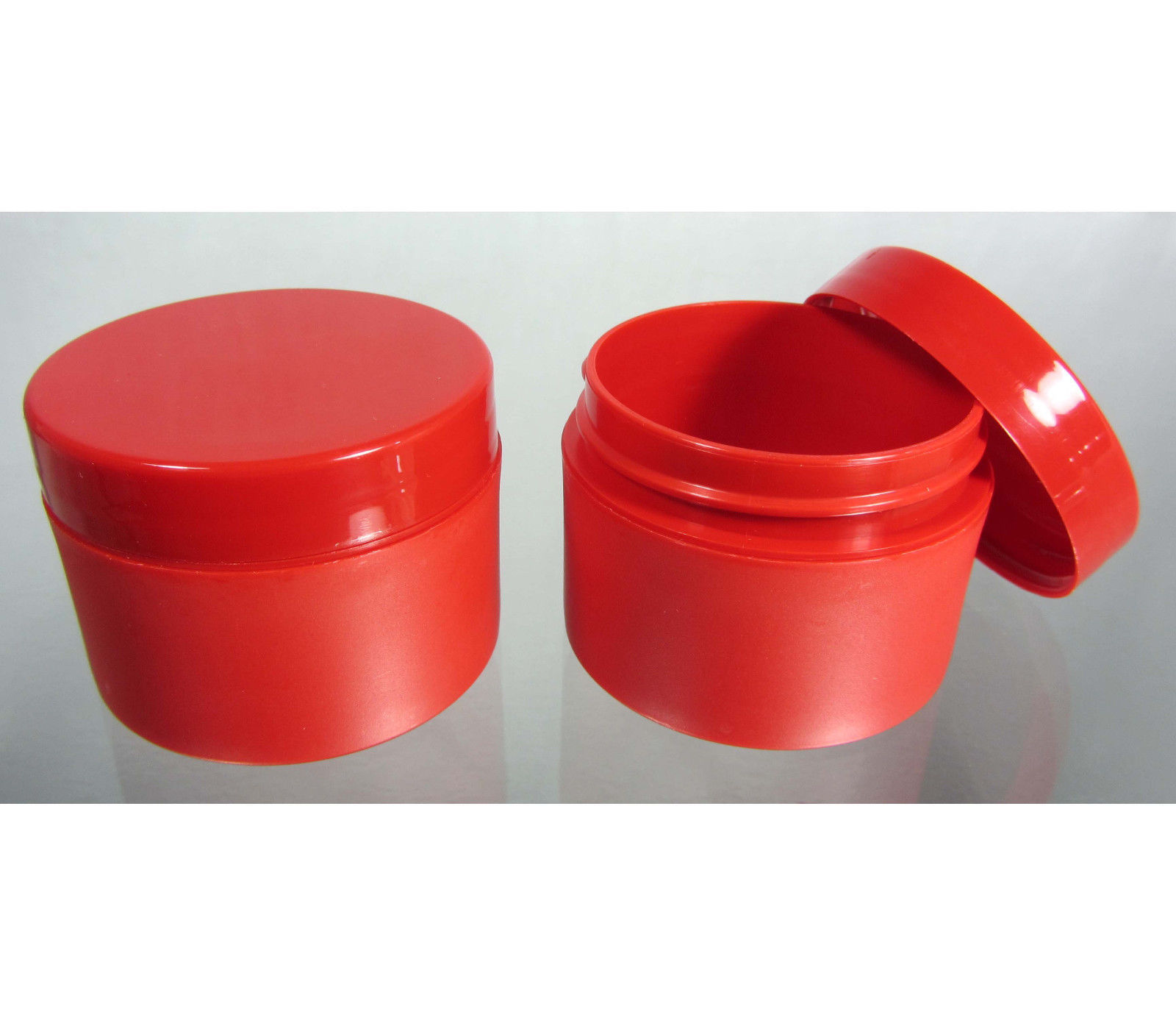 4 Red Plastic Jars w/ Lid Cosmetic Beauty Skincare Cream Containers 50 ...