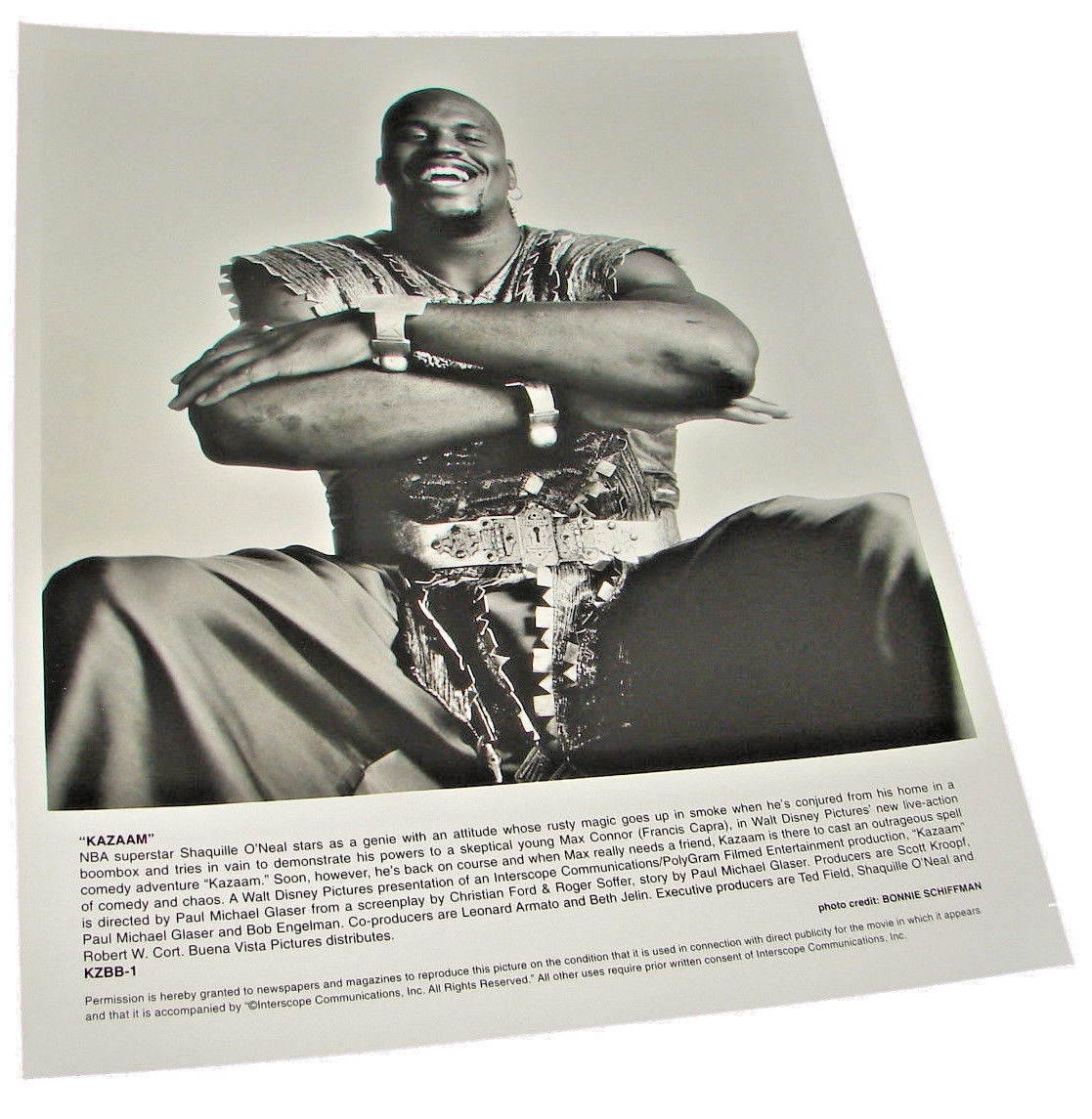 1996 KAZAAM 8x10 Movie Press Photo Shaquille O'Neal Genie - Black & White