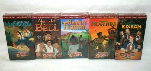 5 ANIMATED HERO CLASSICS Home Schooling History VHS New Edison Tubman ...