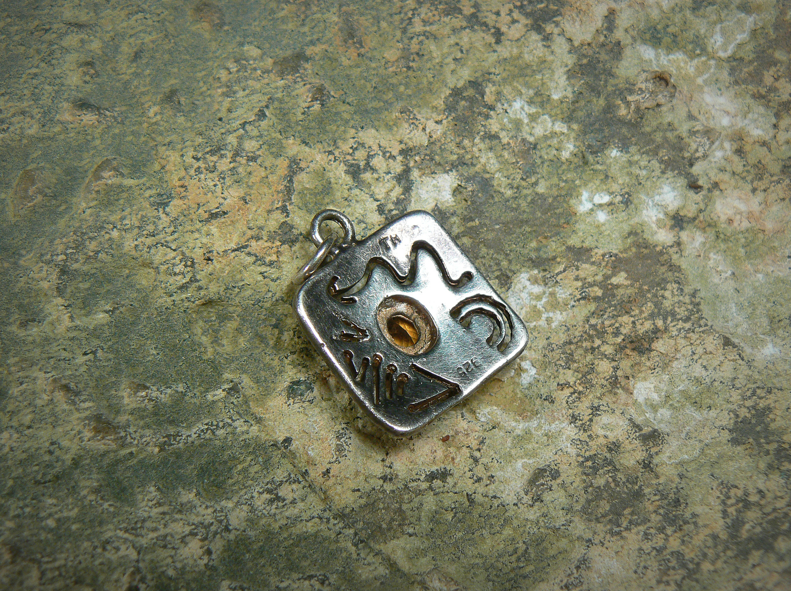 GENIE DJINN of GOLDEN CITRINE Antique Symbols Amulet Pendant izida ...