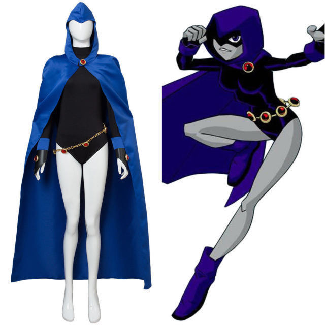 Teen Titans Raven Cosplay Costume Outfit Suit Halloween Uniform Full ...