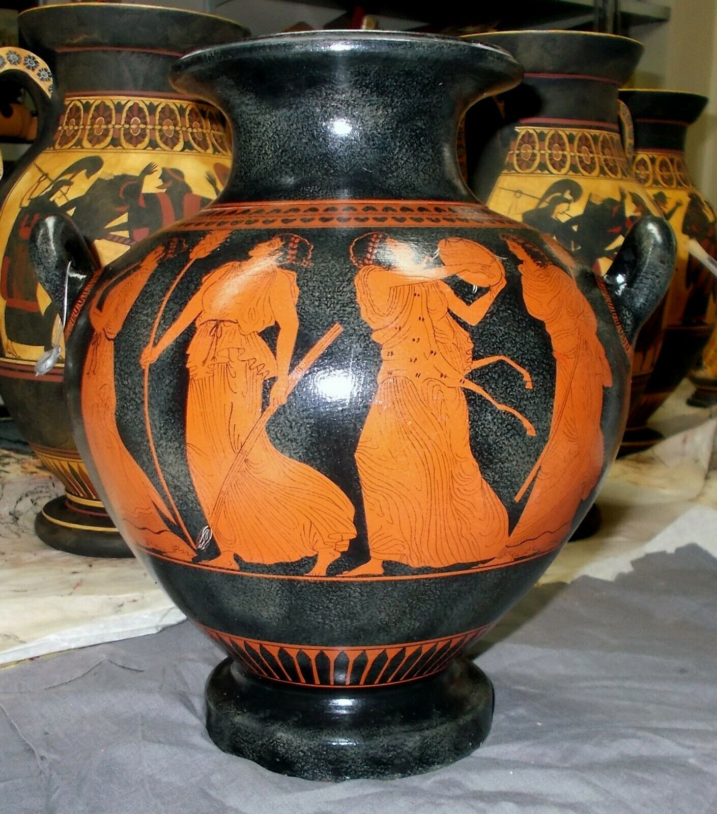 Dionysus with Maenads ancient Greek Stamnos Vase Museum Replica ...