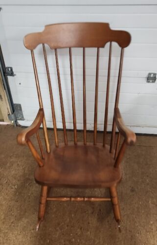 Vintage Classic Spindle Back Rocking Chair Wood Rocker Granny Clampett ...
