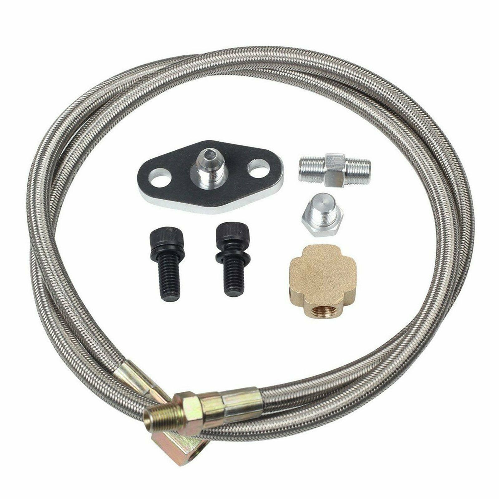 Turbo Oil Line T3/T4 Turbo Oil Feed Line Kit - AN4 Port, 24 Inch Steel ...