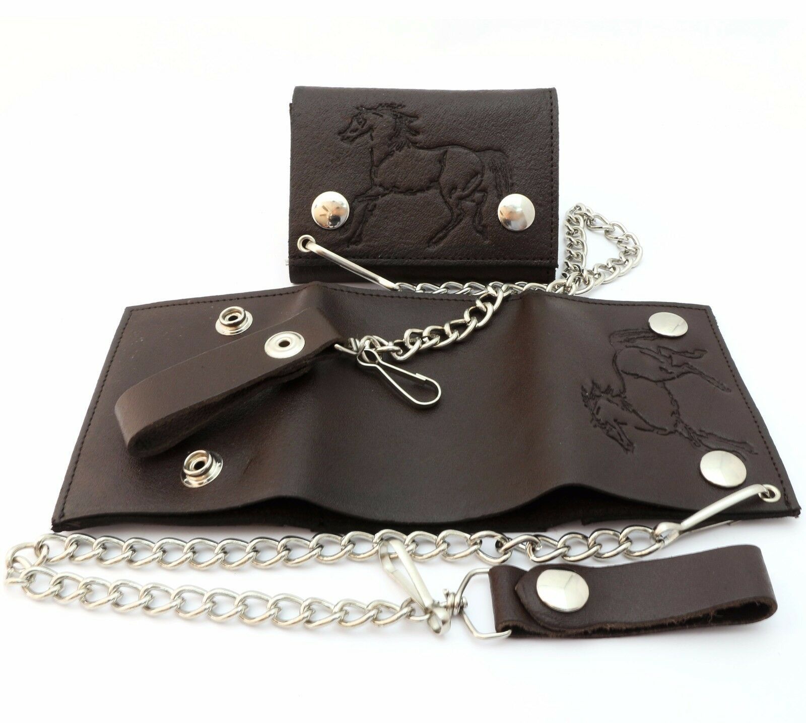 Trifold Leather Biker Wallet With Chain | semashow.com