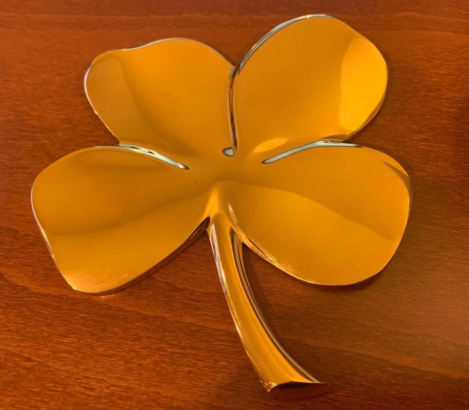 Gerity Shamrock 1981 Good Luck Desk Paperweight 4 Leaf Clover Office ...