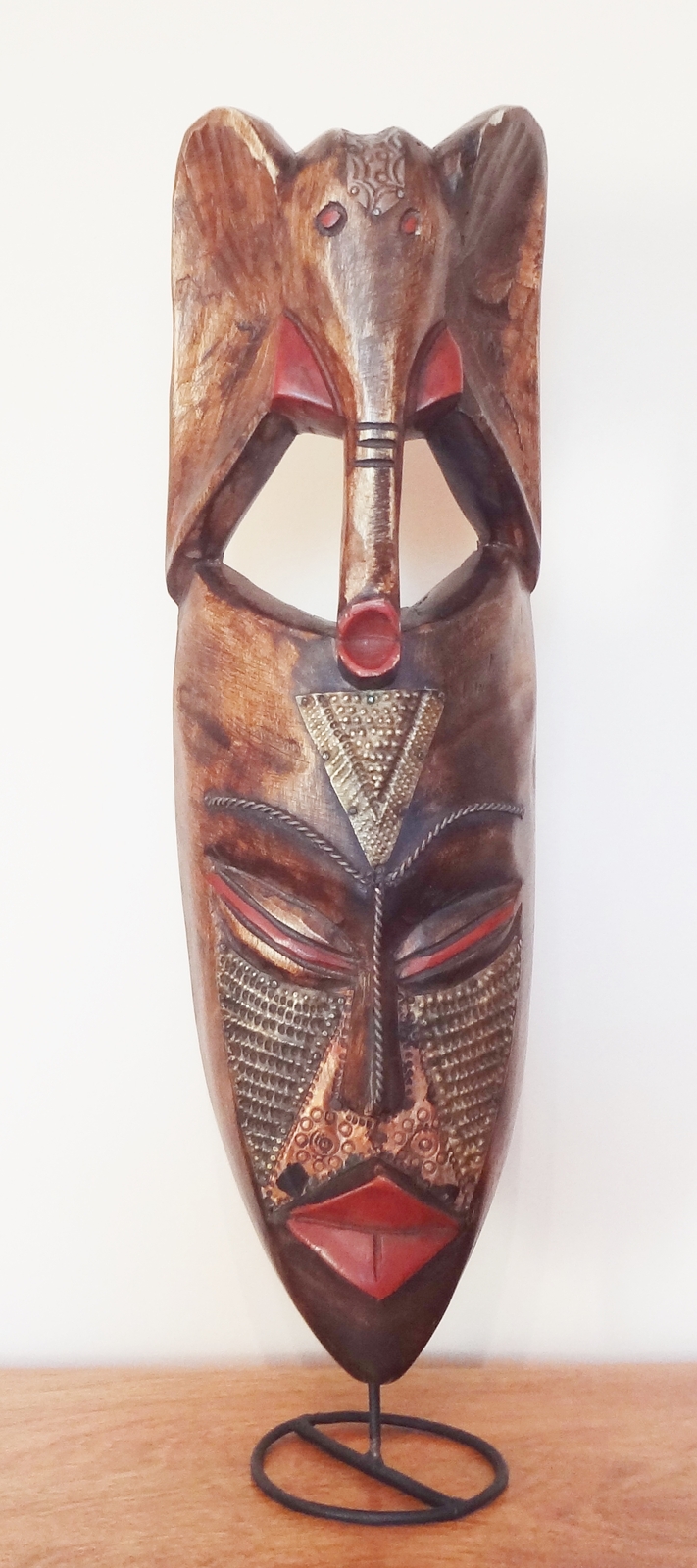 Mask African Elephant Aboriginal Tribal Face Hand Carved Wooden Folk ...