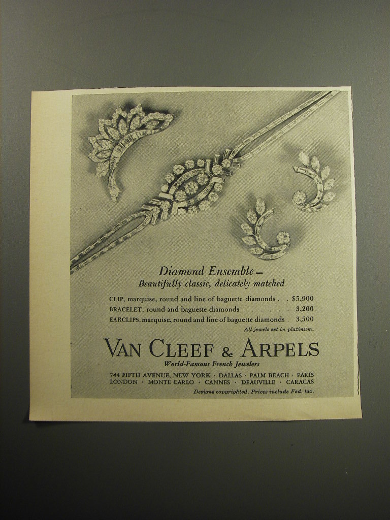 1957 Van Cleef & Arpels Jewelry Advertisement - Diamond ensemble - 1980-89