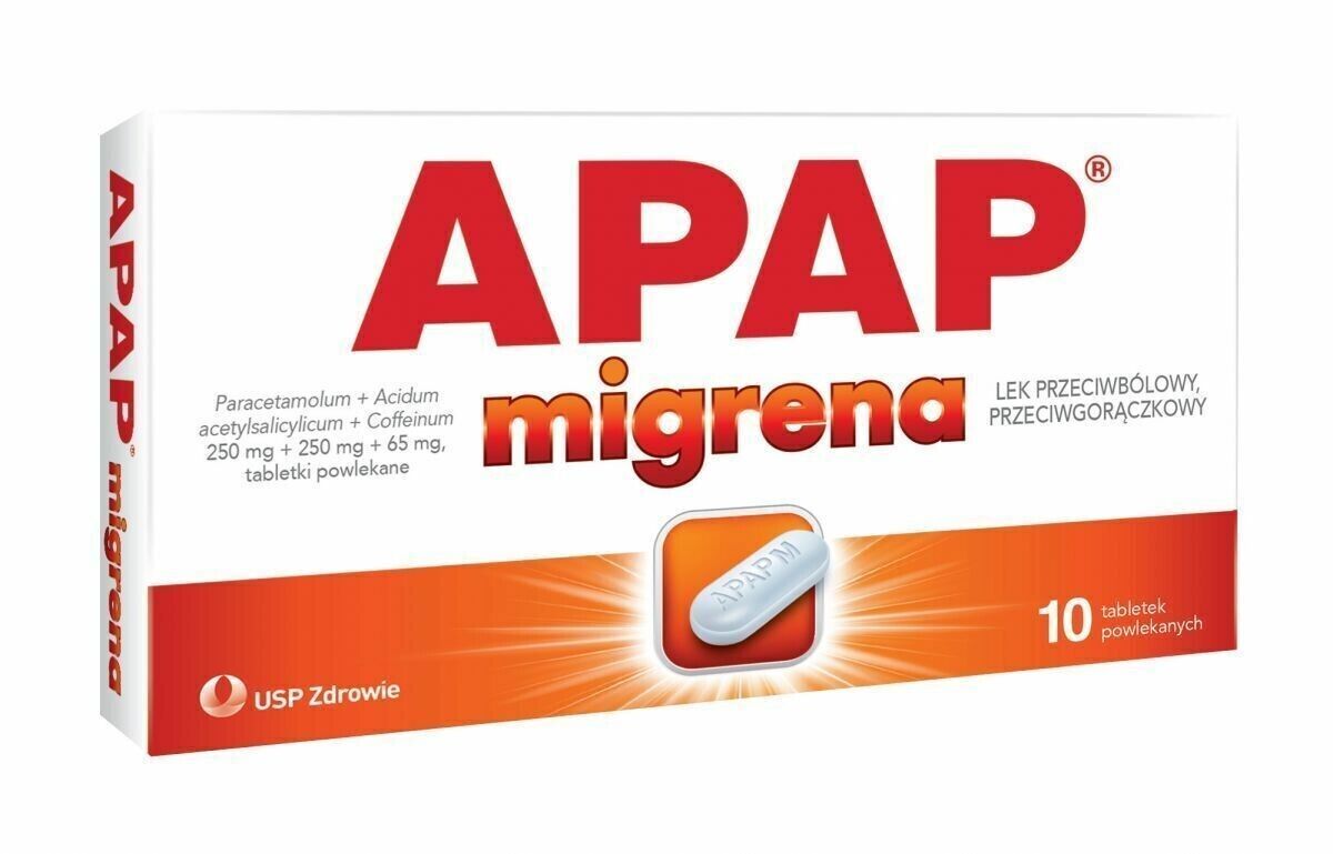 APAP migrena headache high temperature fast help migraine 10 tablets ...