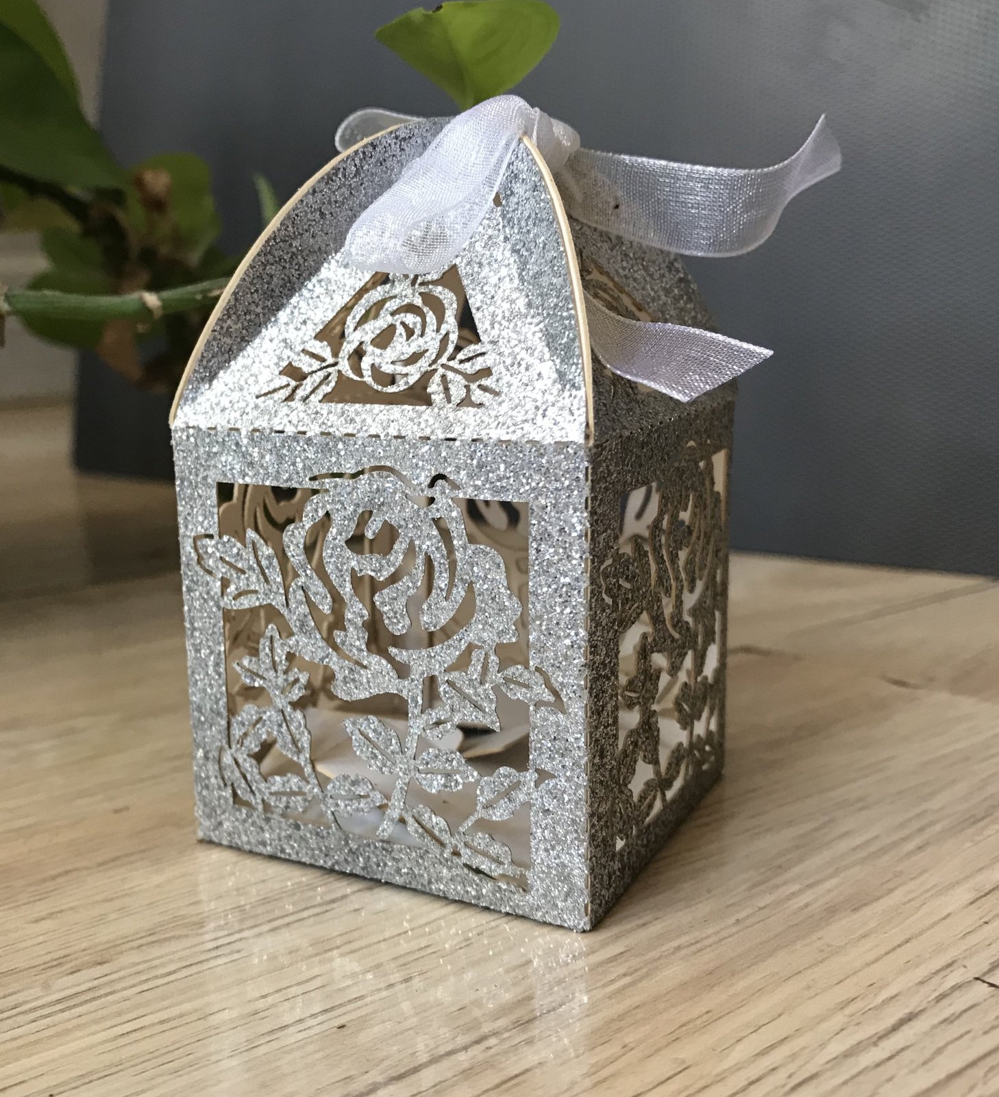 100pcs Glitter Rose laser cut Wedding fabpr Boxes,small candy gift ...