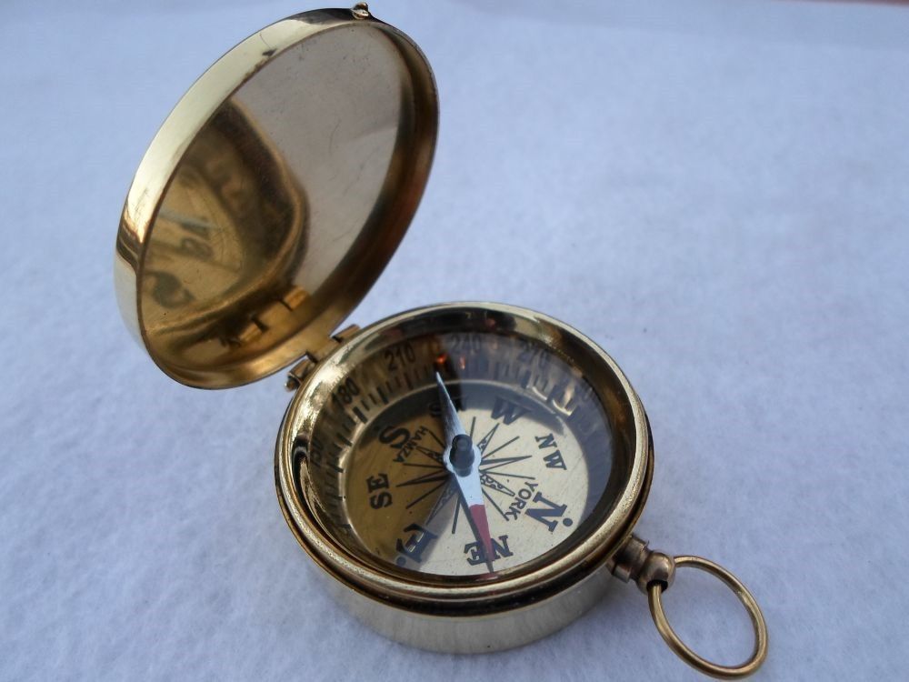 NauticalMart Brass Compass With Lid Old Vintage Antique Pocket Style ...