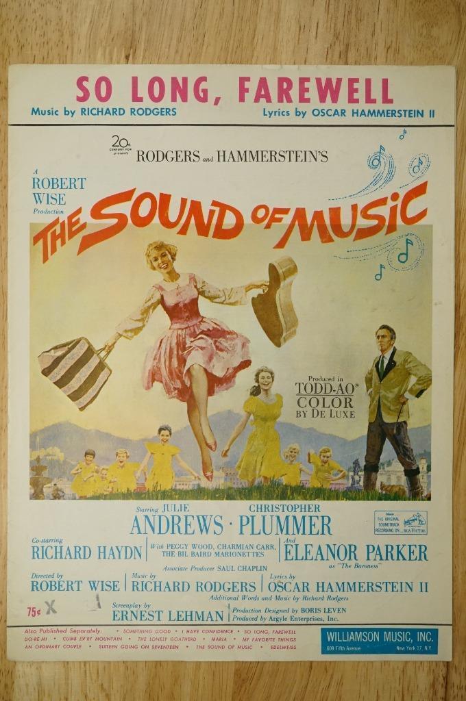 Vintage Piano Sheet Music The Sound Of Music So Long Farewell Julie ...