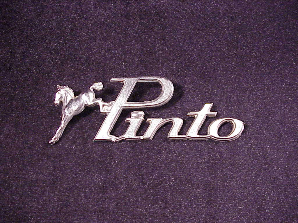 Vintage Ford Pinto Car Metal Emblem, missing parts - Emblems