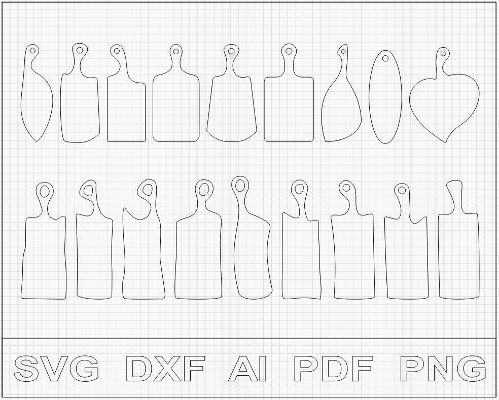 Set 4: 18x Charcuterie Serving Board pattern templates SVG / DXF / AI ...