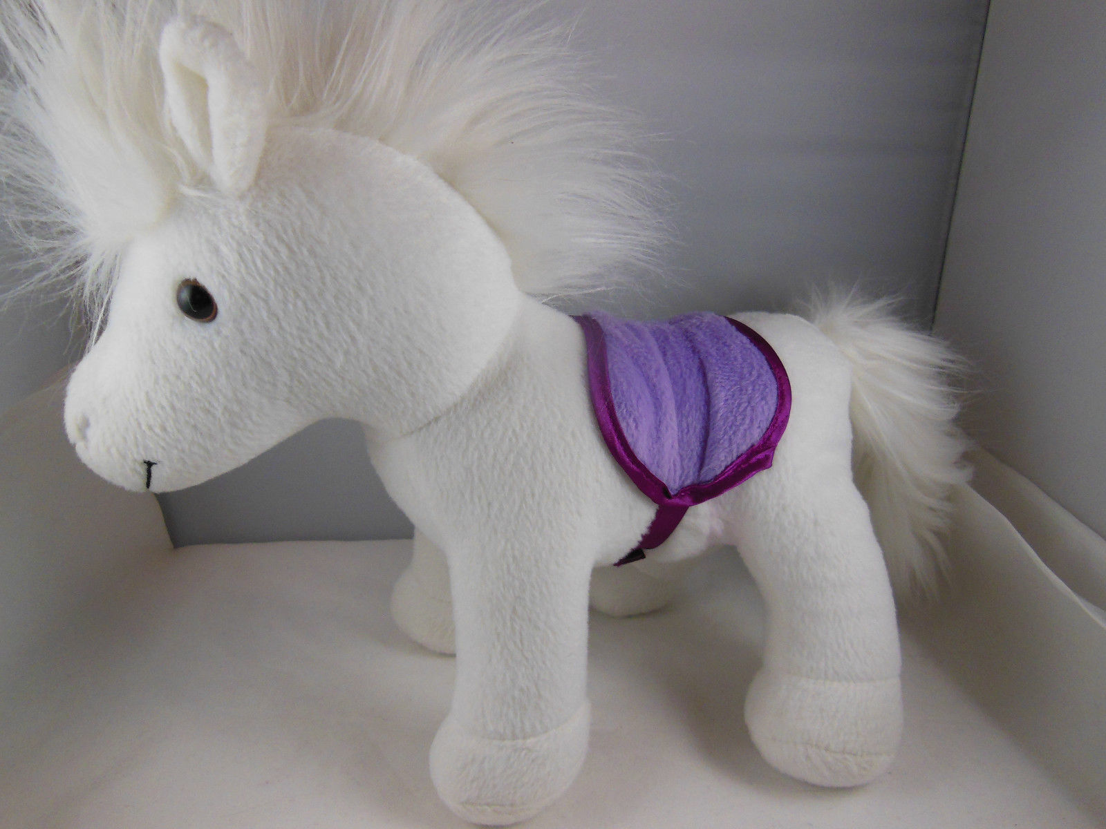Battat White Horse 10" plush stuffed animal pony with purple Saddle - Other