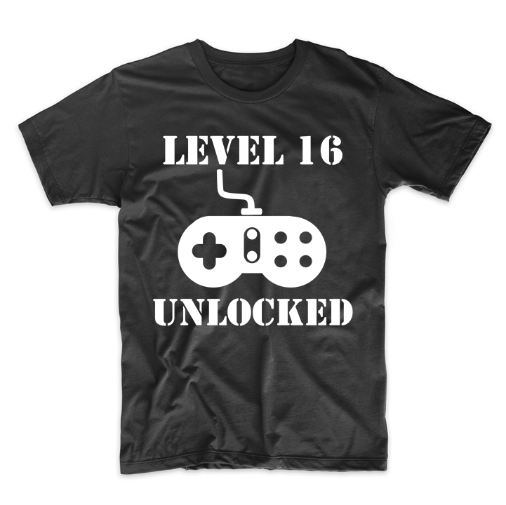 Level 16 Unlocked Video Games 16th Birthday T-Shirt - T-Shirts, Tank Tops