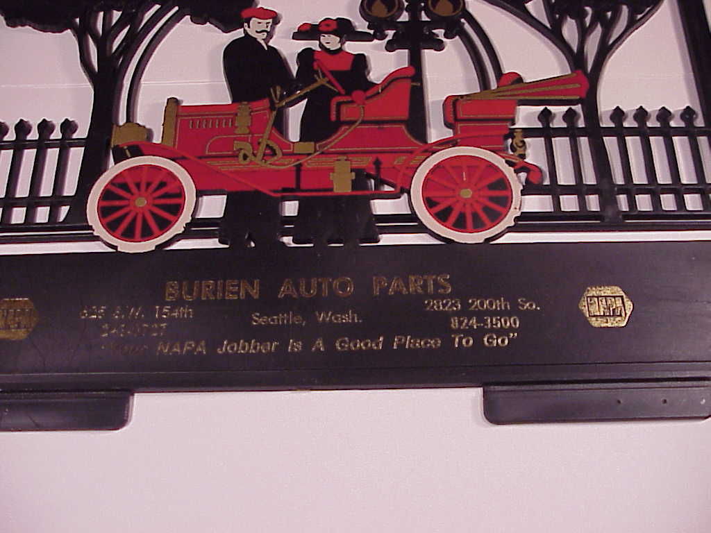 1970's Burien Auto Parts NAPA Plastic Calendar Top, Vernon Co, old car ...