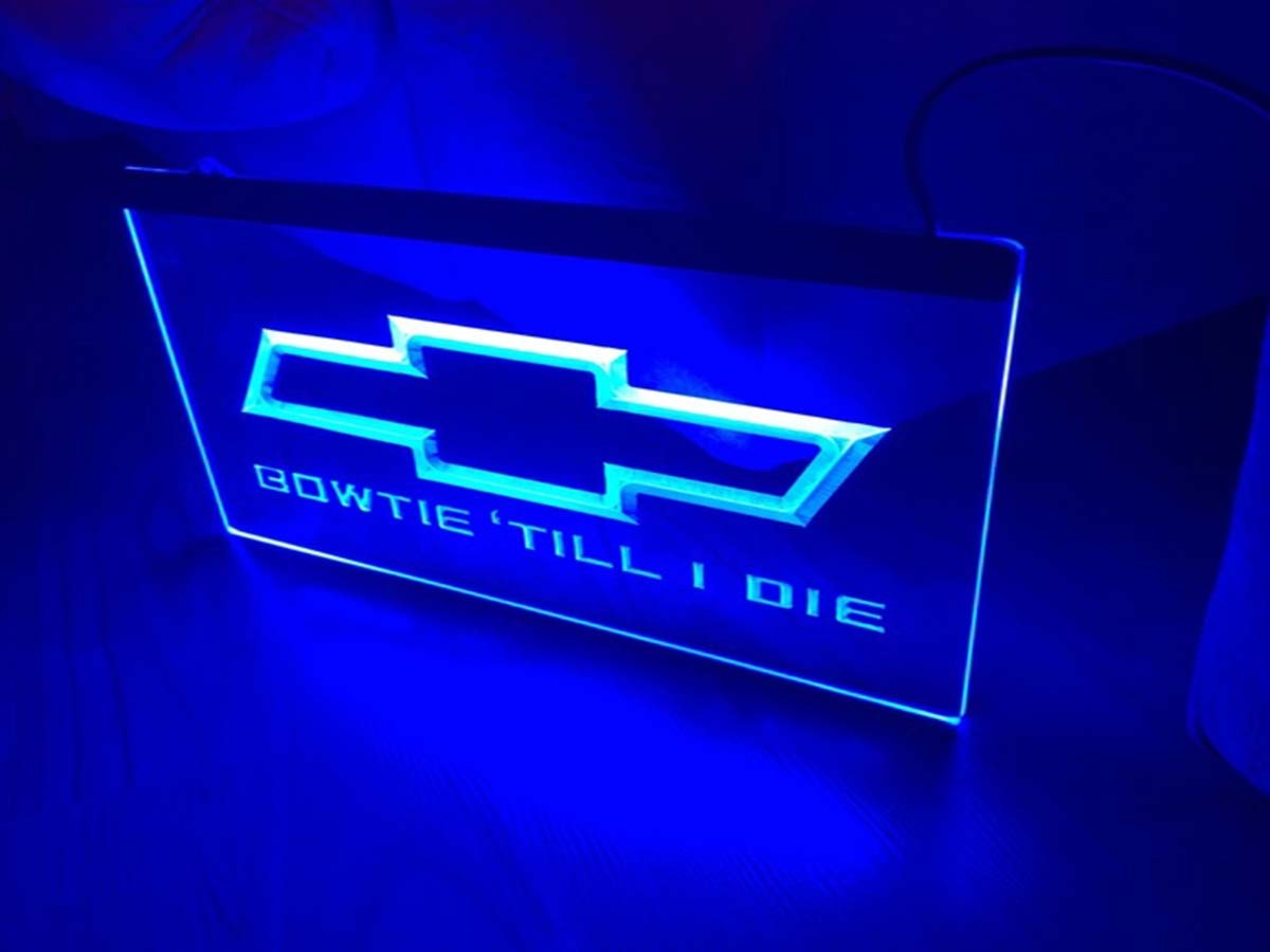 Chevrolet Bow Tie LED Neon Sign Hang Signs Wall Home Decor Room, Garage ...