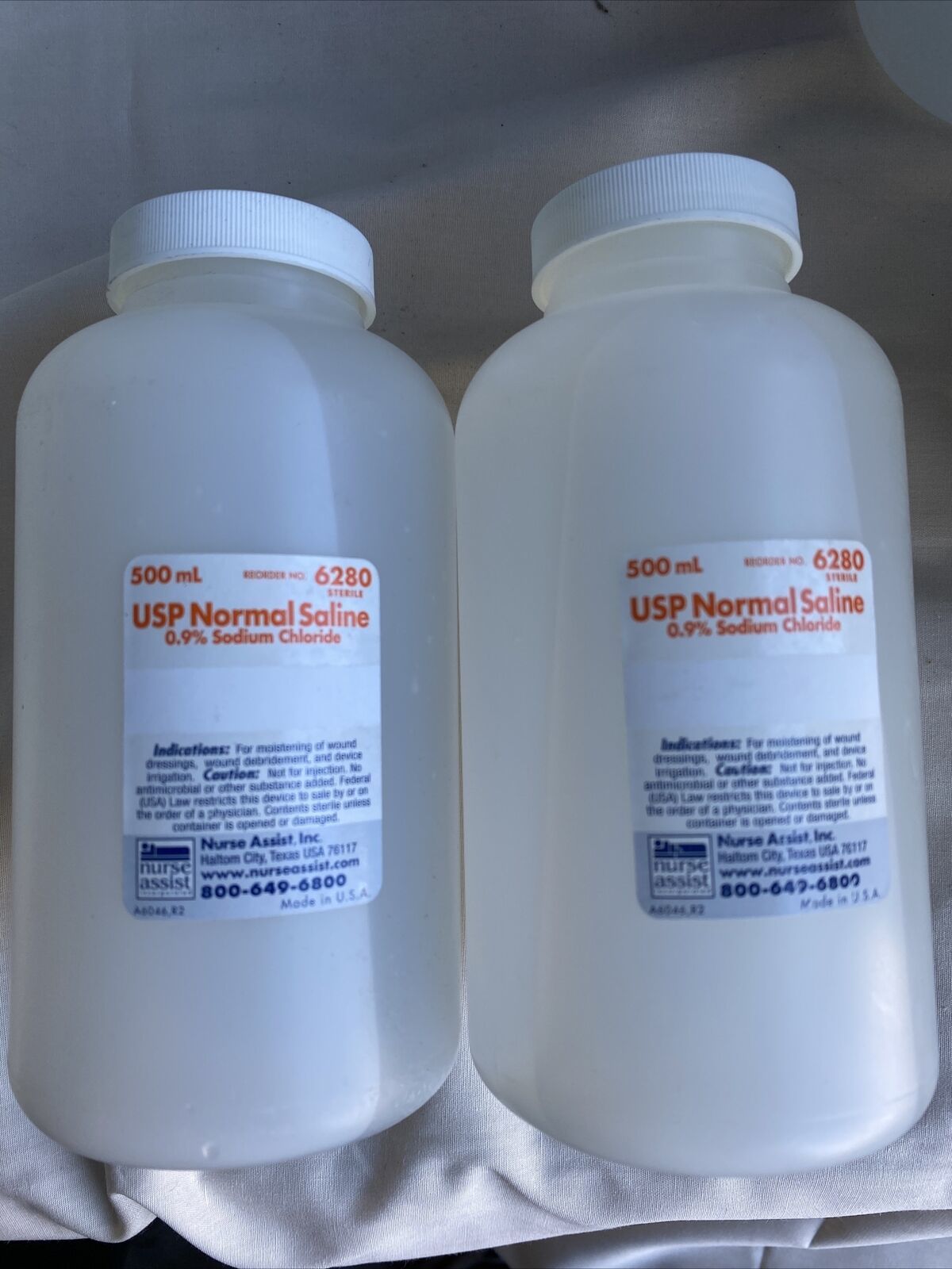 12 Bottles-Normal Saline USP Solution Sodium Chloride 0.9%Solution ...