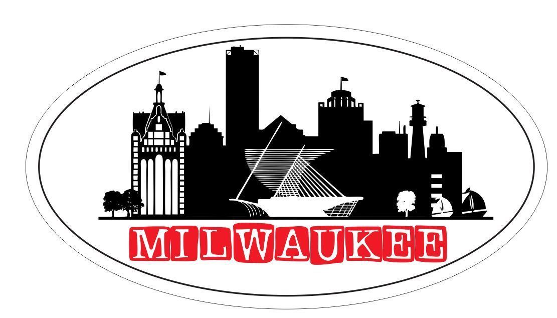 Milwaukee Wisconsin Oval Bumper Sticker or Helmet Sticker D5534 ...