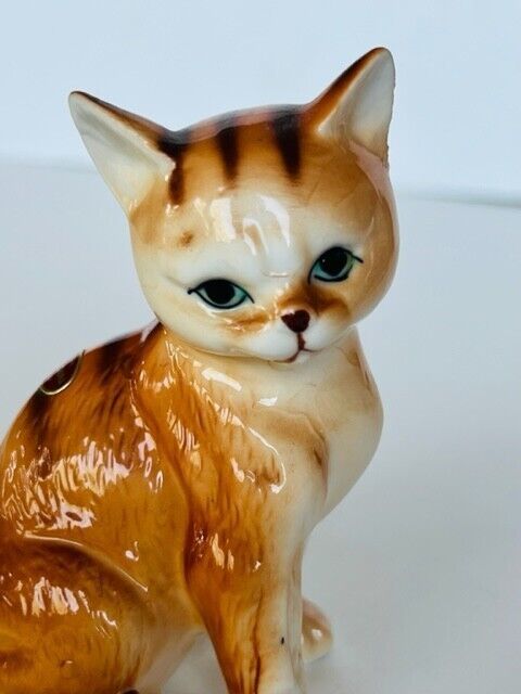 Cat Kitten Figurine vtg 1950s Japan anthropomorphic tiger stripe tabby ...