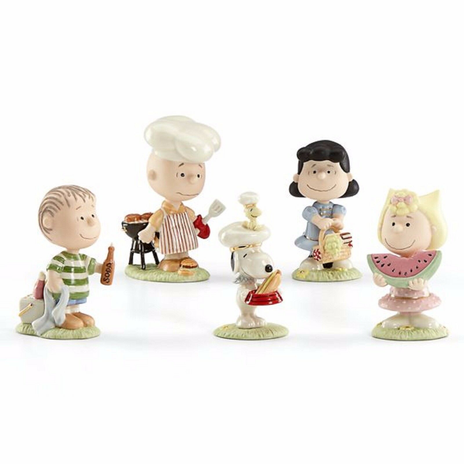 Lenox Peanuts Summer Barbecue Figurines Party 5 PC Charlie Brown Snoopy ...