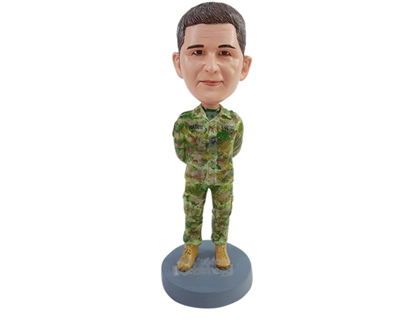Custom Bobblehead Army officer wearing uniform with combat boots and ...