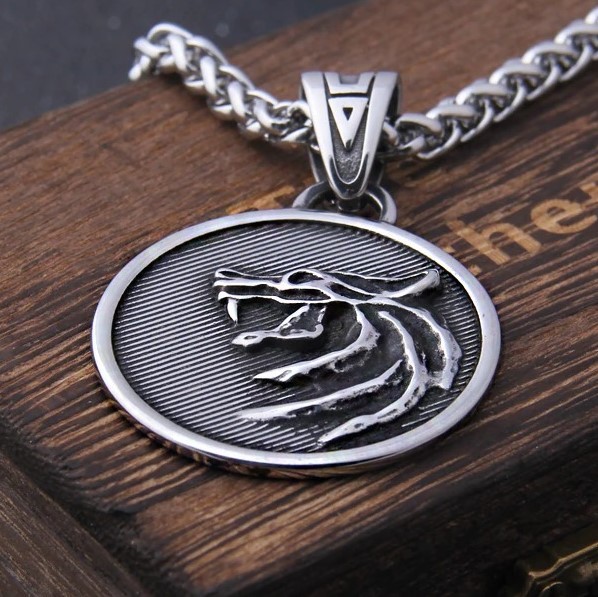 The Witcher Geralt of Rivia Medallion Necklace White Wolf Medallion ...
