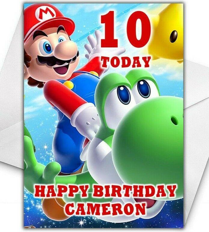 SUPER MARIO Birthday Card - Personalised - Mario Birthday Card ...
