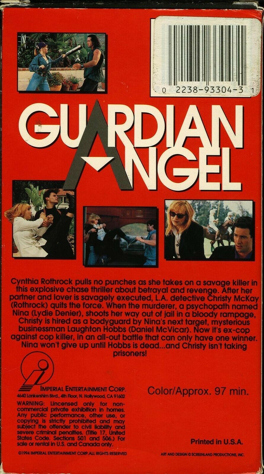 GARDIAN ANGEL VHS CYNTHIA ROTHROCK IMPERIAL VIDEO TESTED - VHS Tapes