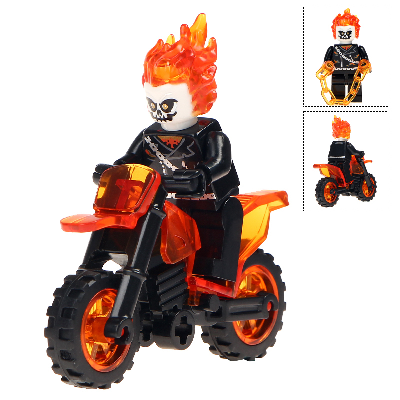 Custom Ghost Rider & Bike Minifigure Marvel Comics fits with Lego - Other